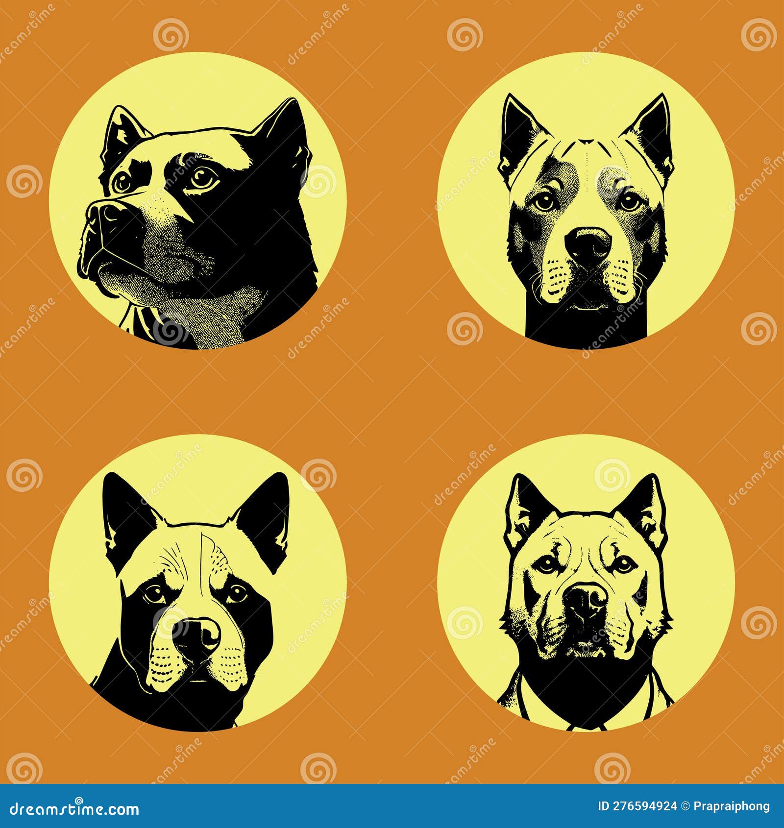 Pit Bull Logo Animals Silhouette Symbols Collection Vector Illustration ...