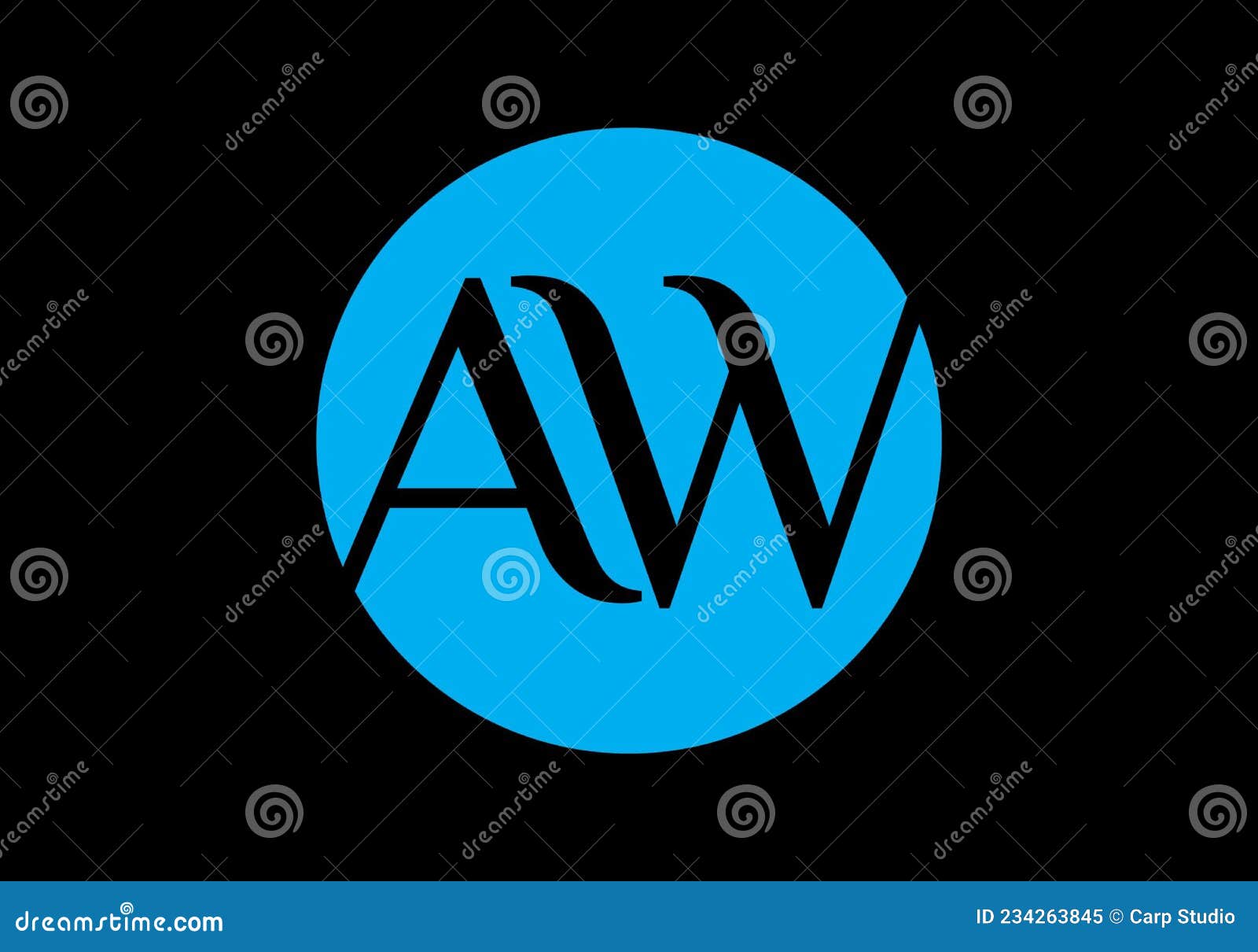 AW initial letter in color stock vector. Illustration of lettering ...