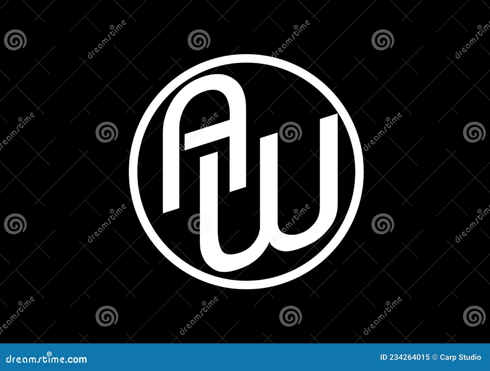AW initial letter in color stock vector. Illustration of black - 234264015