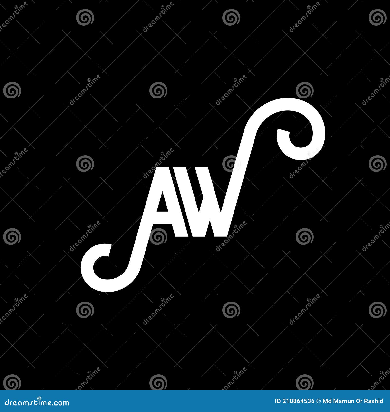 AW Letter Logo Design on Black Background. AW Creative Initials Letter ...