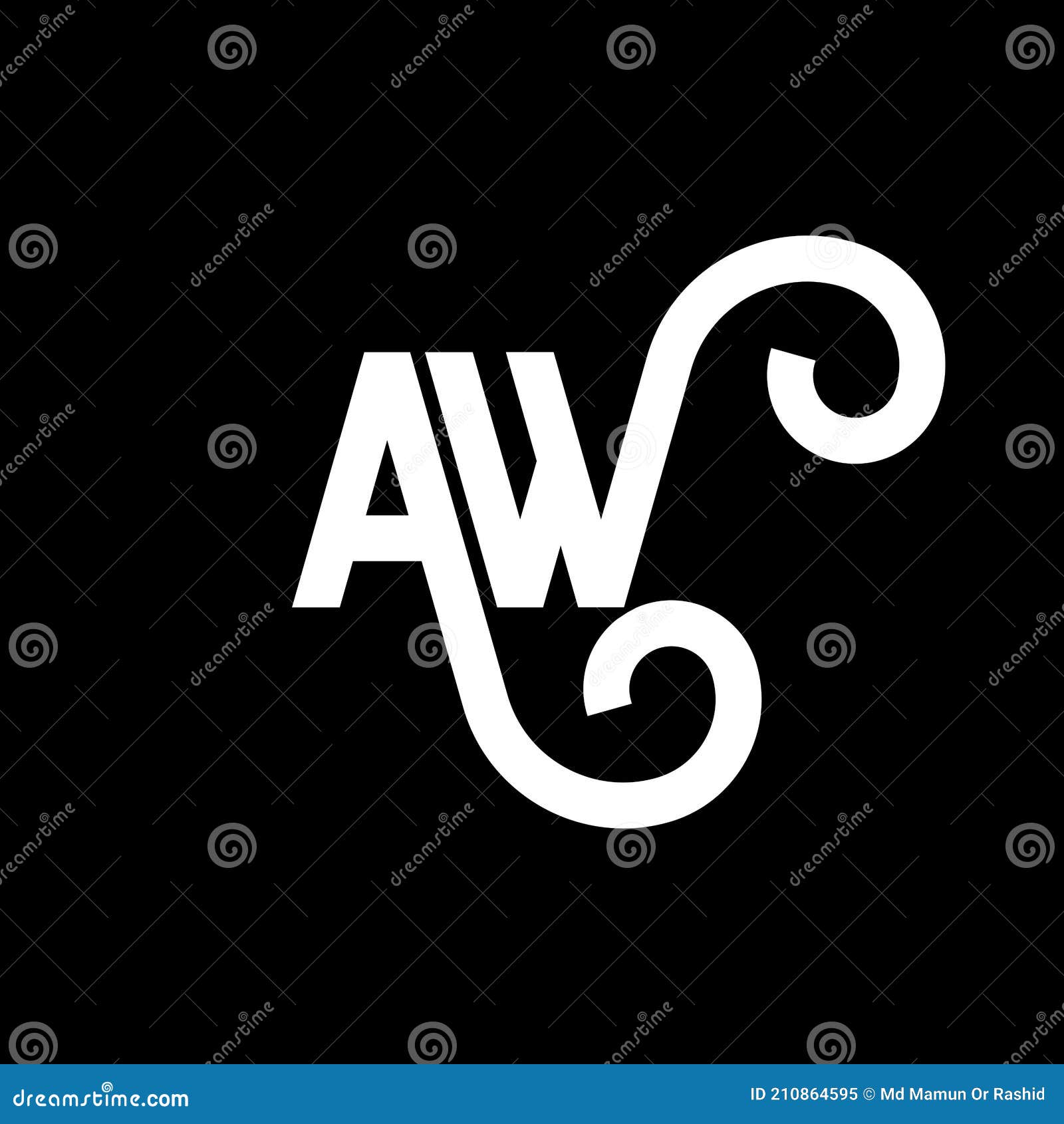 AW Letter Logo Design on Black Background. AW Creative Initials Letter ...