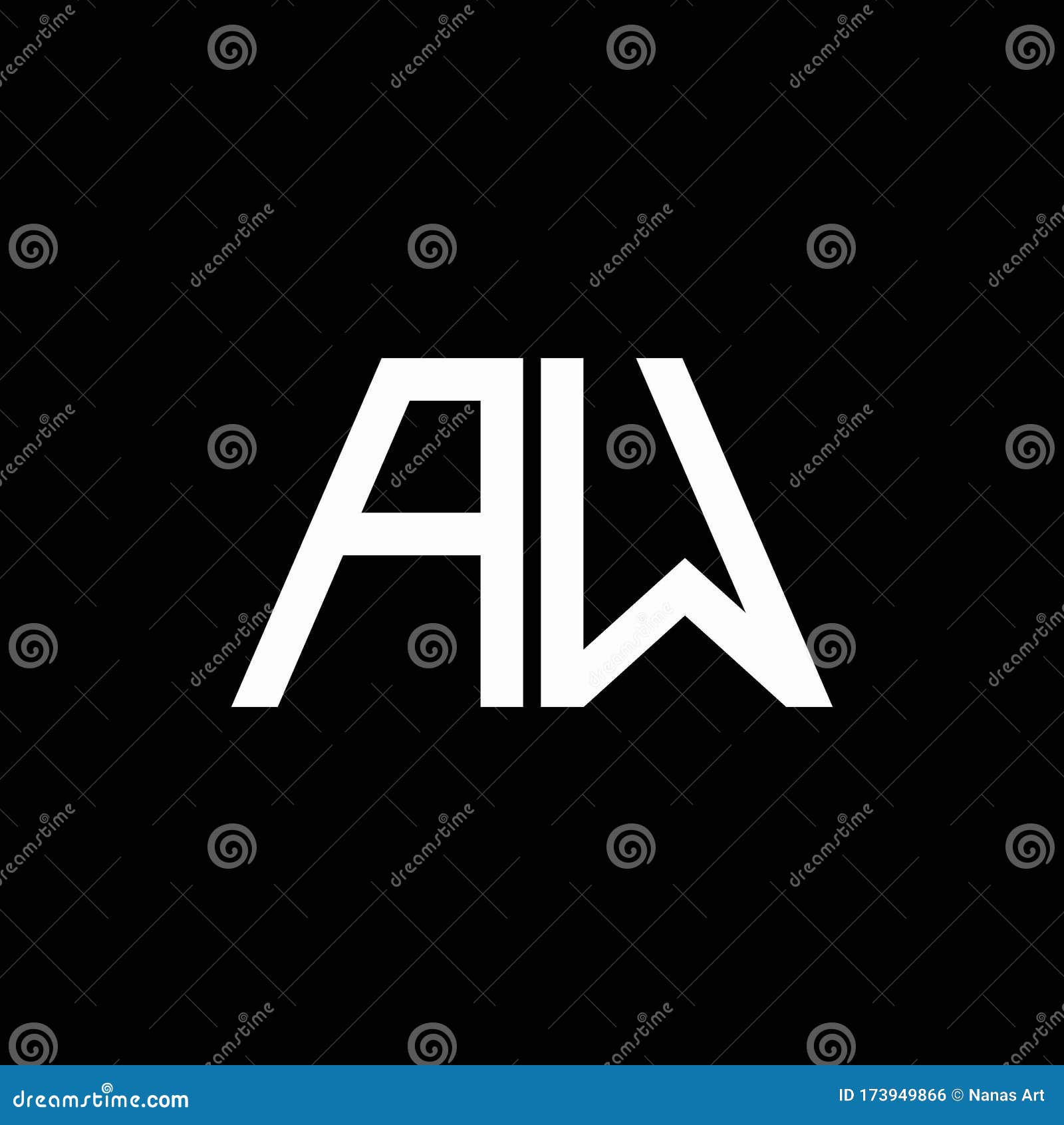AW Logo Abstract Monogram Isolated on Black Background Stock ...