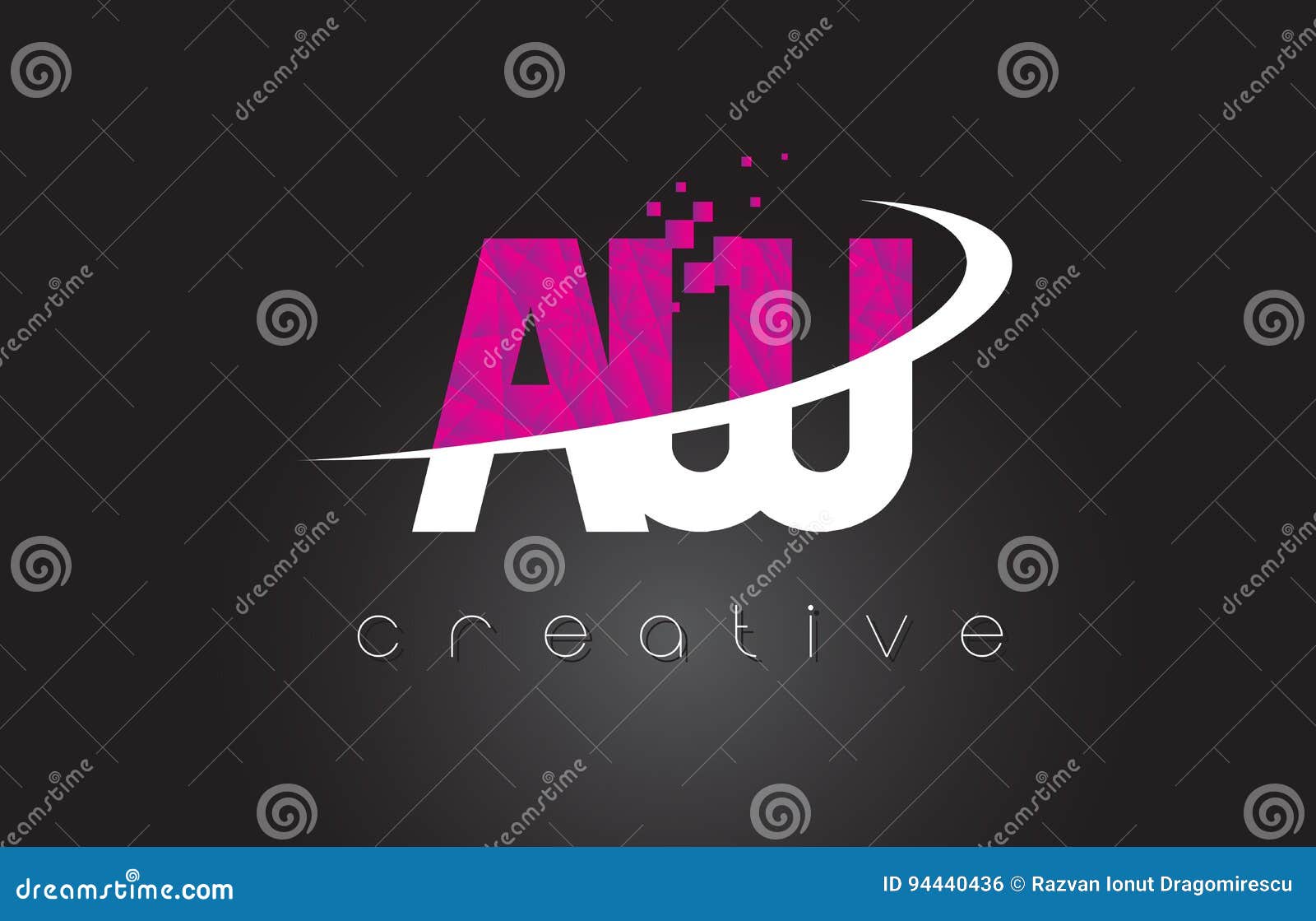 AW a W Creative Letters Design with White Pink Colors Stock Vector ...