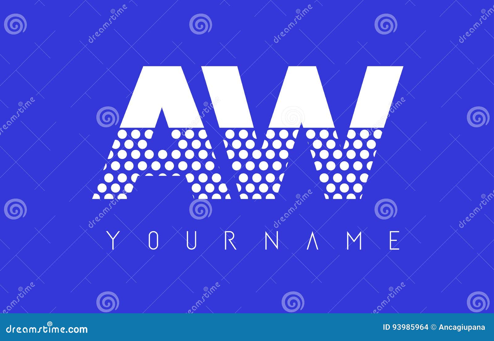AW a W Dotted Letter Logo Design with Blue Background. Stock Vector ...