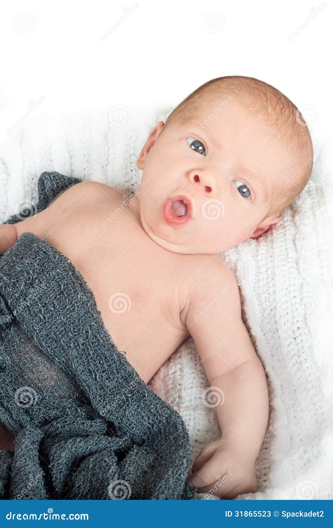 Awake Baby with Surprised Look on His Face Stock Image - Image of ...