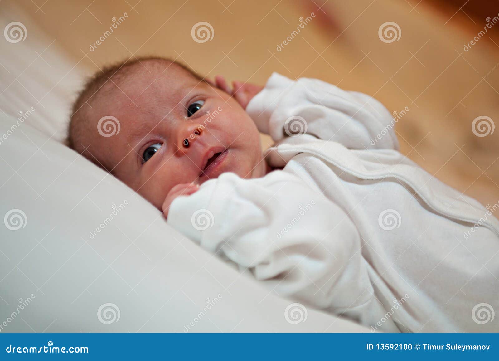 Awake little newborn stock photo. Image of expression - 13592100