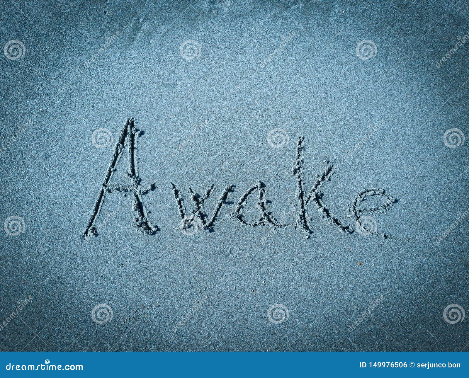 Awake, Word Written on Blue Sand Stock Photo - Image of concept, awake ...