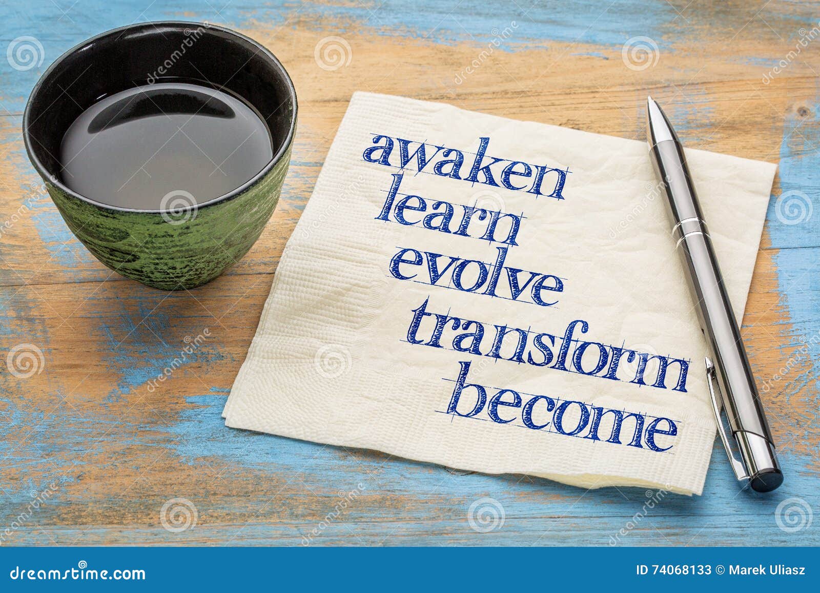 Awaken, Learn, Evolve, Transform, Become Stock Image - Image of goal ...