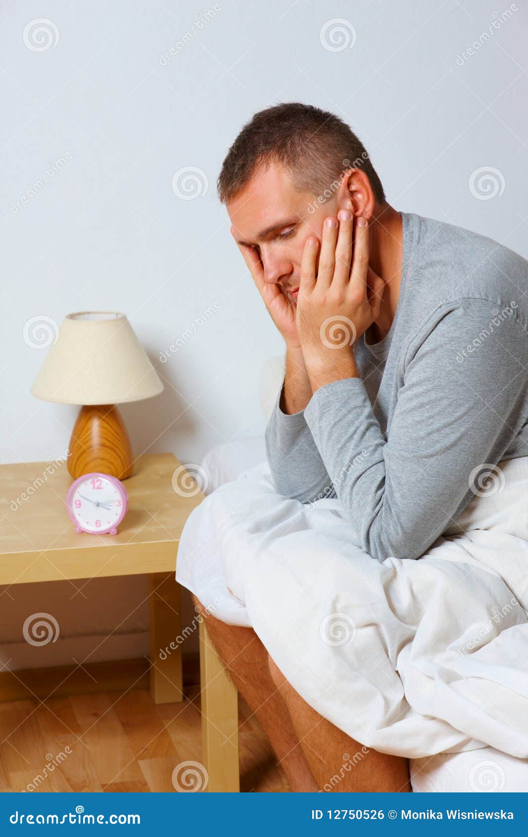 Awaken man stock photo. Image of caucasian, clock, face - 12750526