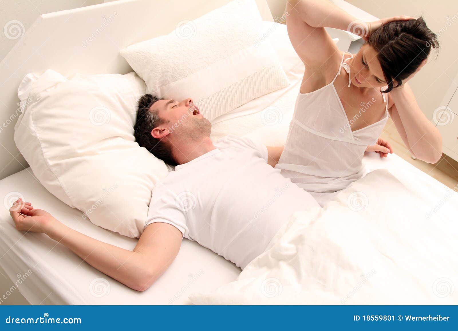 Awaking couple stock image. Image of upper, cushion, syndrom - 18559801