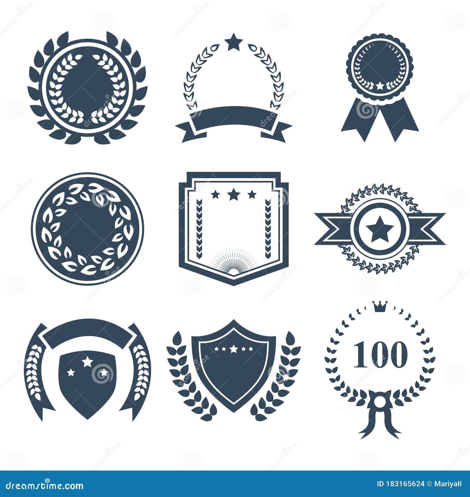 Award Badges Vector Icon Set.Vector Symbols. Vector Illustration Stock ...