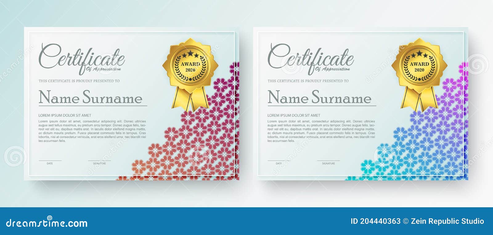 Award Certificate with Floral Pattern Design Stock Illustration ...