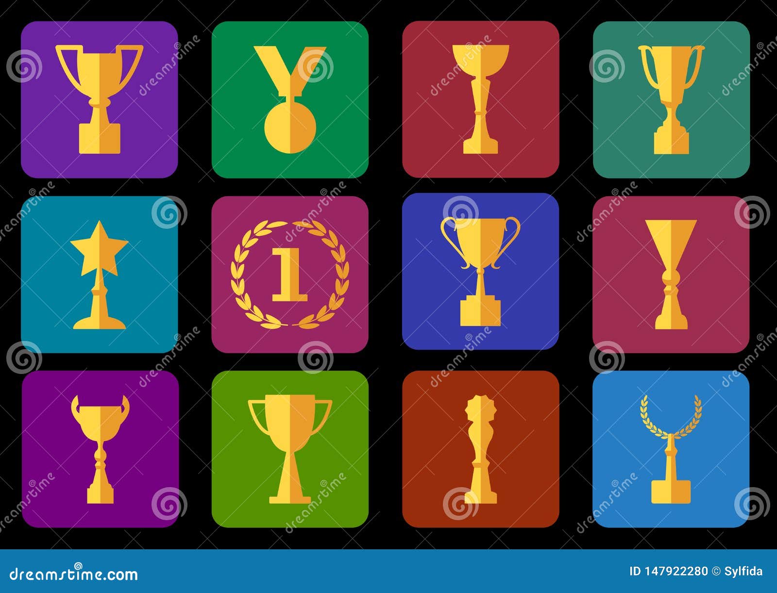 Award and Cups, Colorful Set, Vector Stock Illustration - Illustration ...
