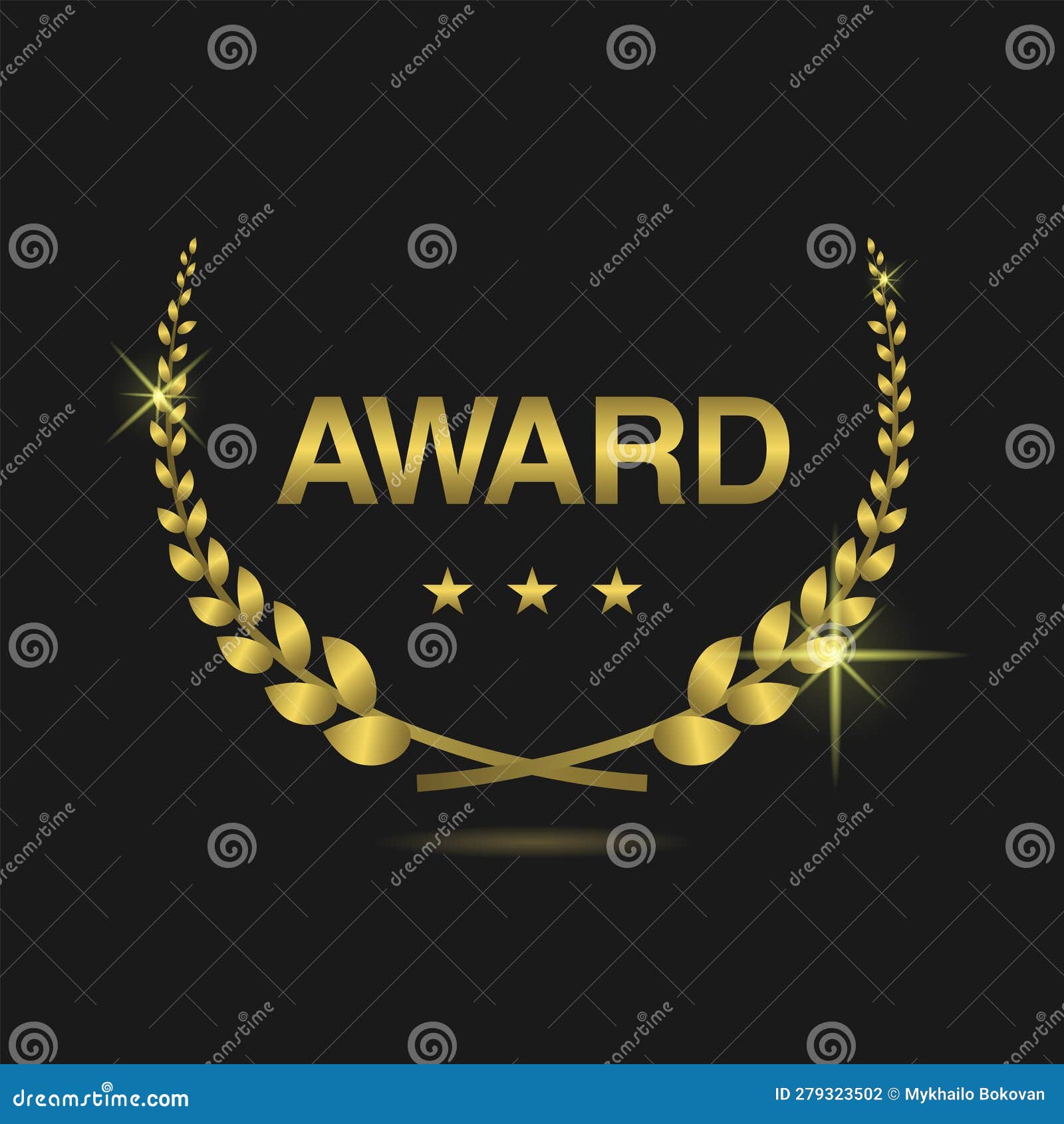 Award Golden Laurel Wreath Symbol Stock Vector - Illustration of medal ...