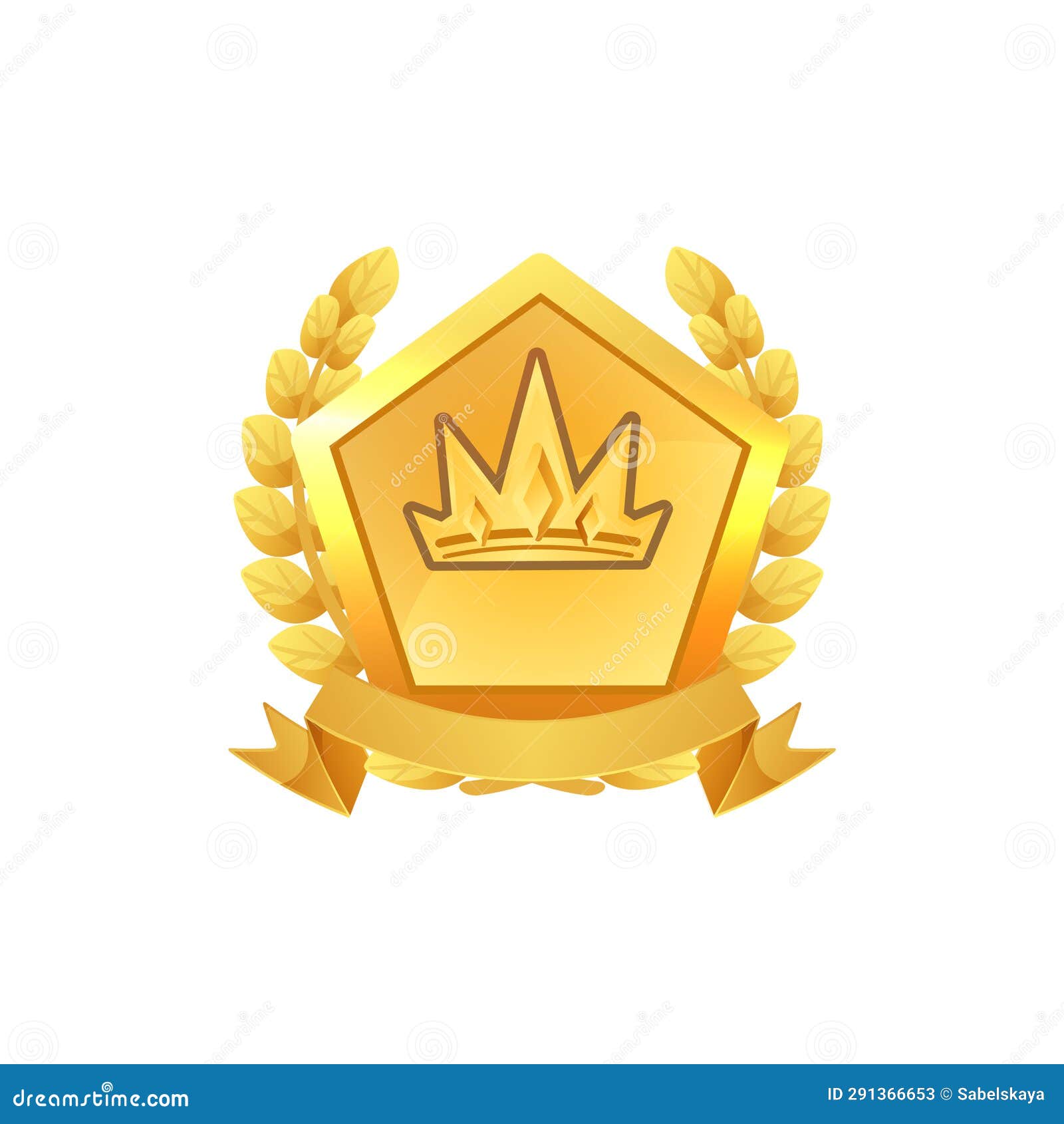 Award Icon for Game Design, Golden Sign with a Crown, Vector ...