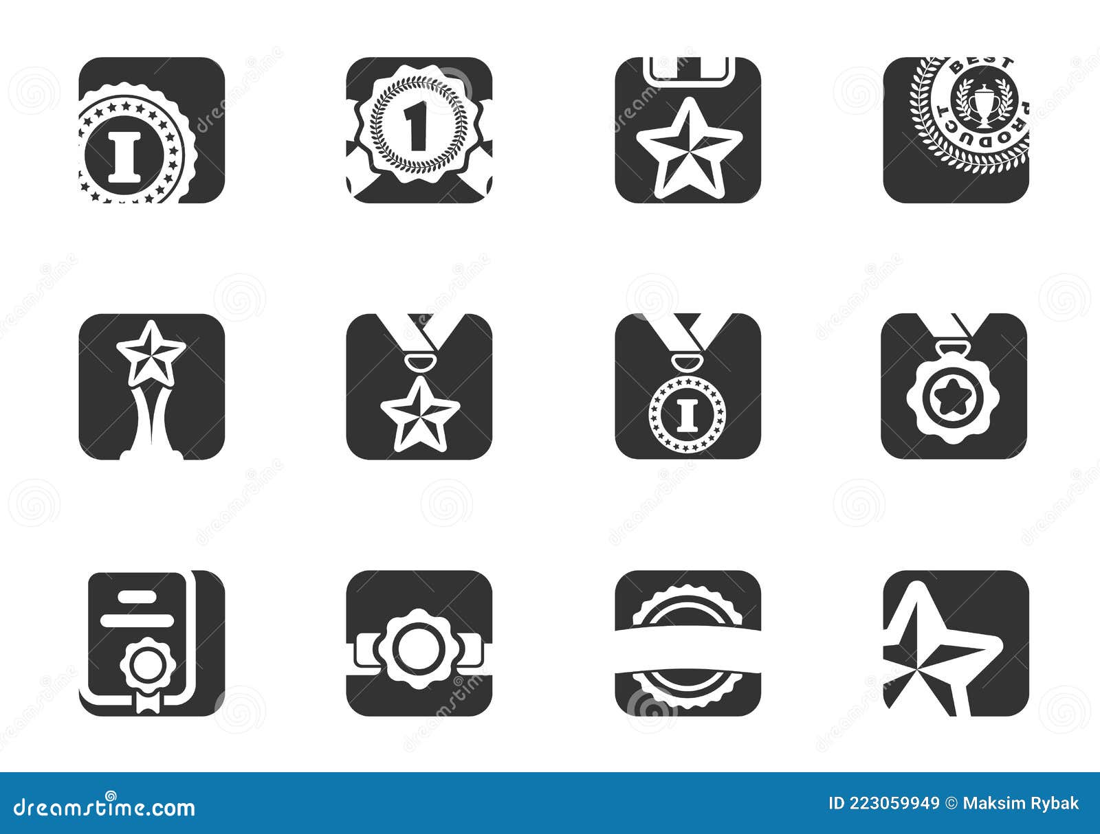 Award icon set stock illustration. Illustration of prize - 223059949