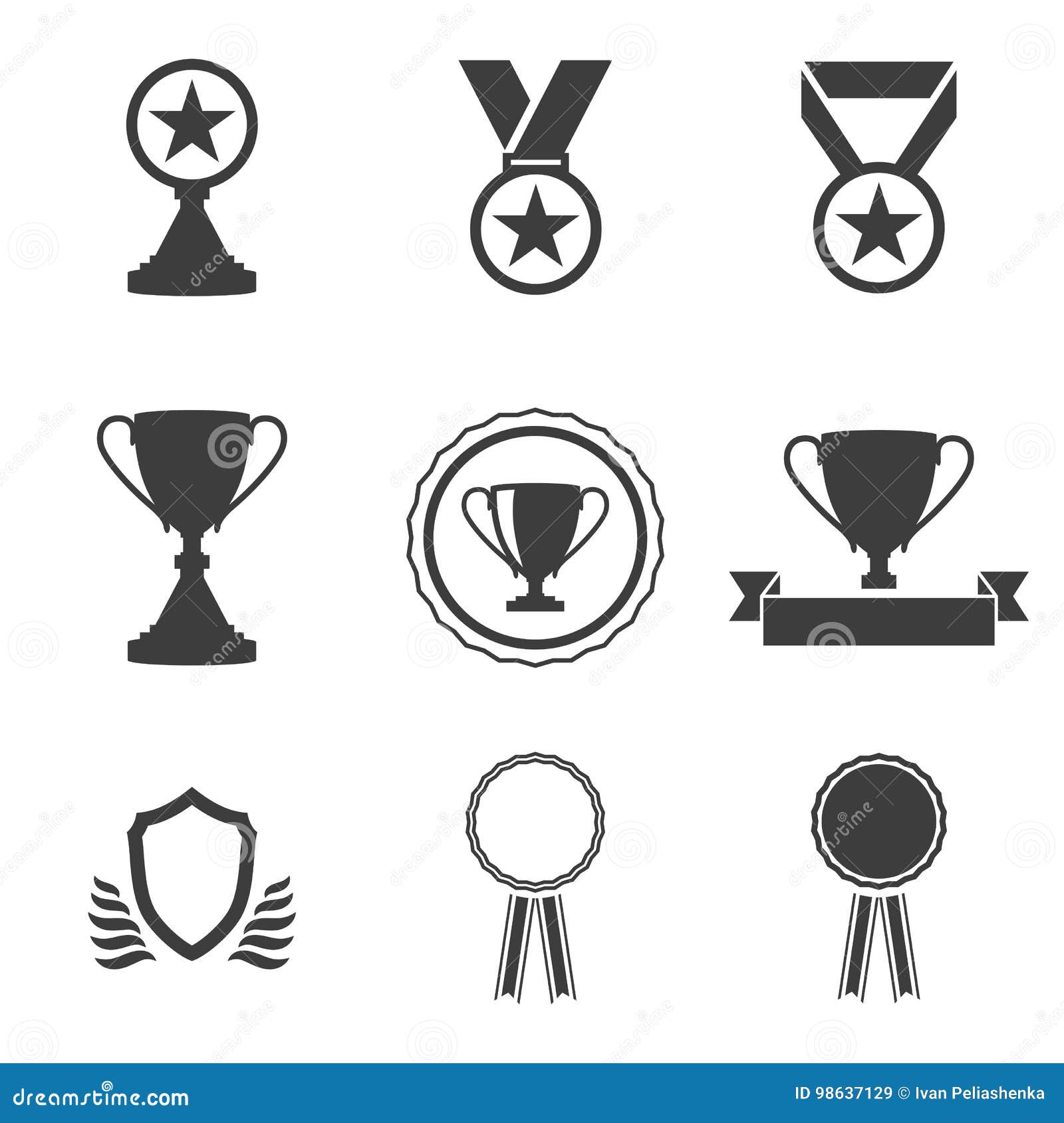 Award icon set stock illustration. Illustration of honor - 98637129
