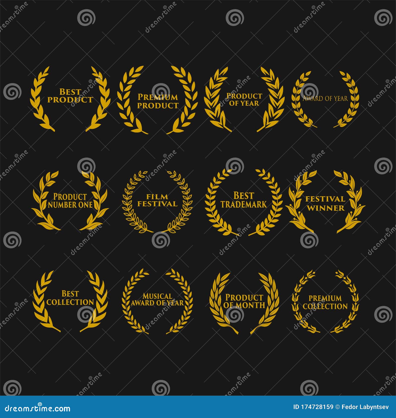 Award Icon with Text in a Laurel Wreath Vector Illustration Stock ...