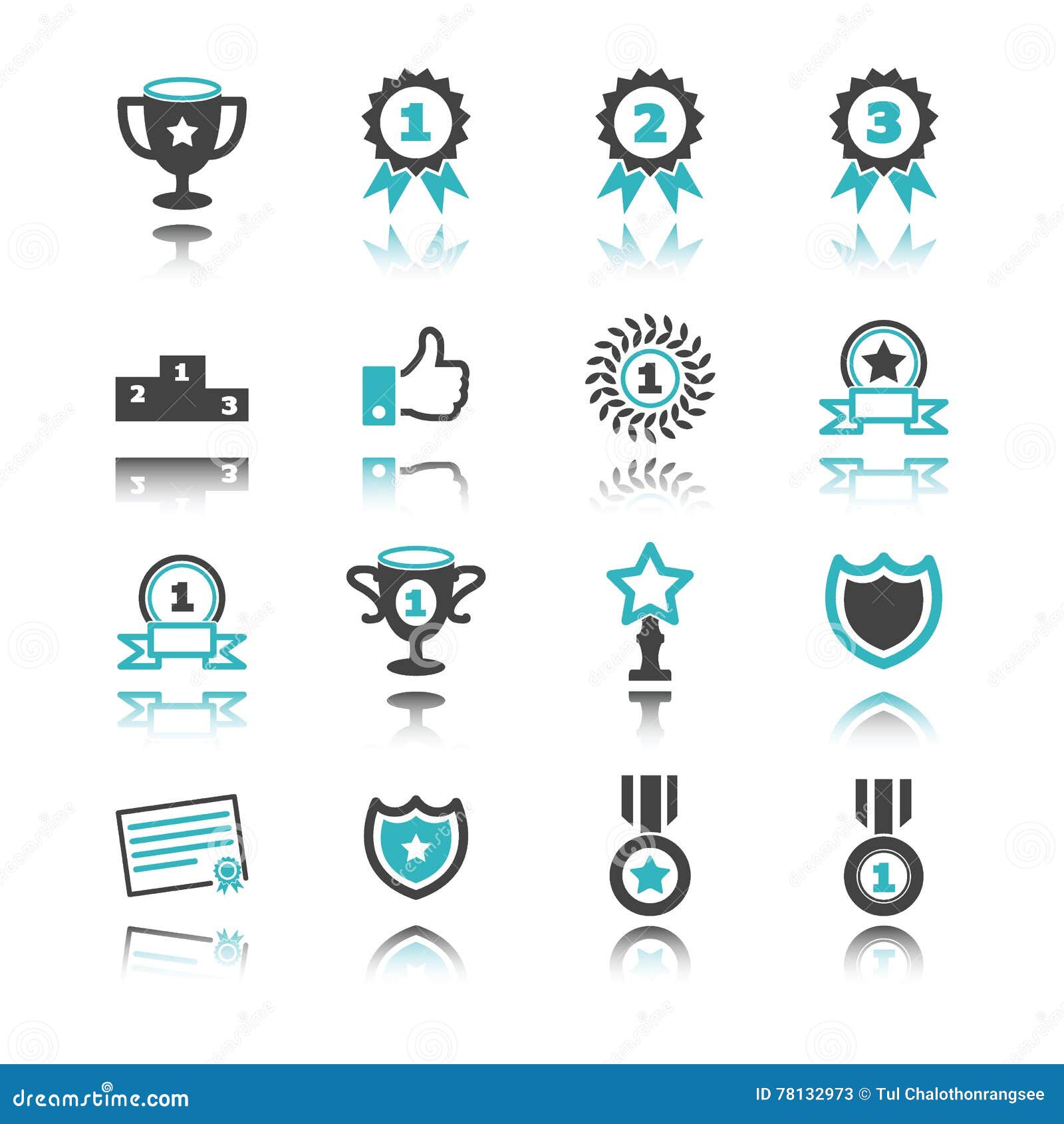 Award Icons with Reflection Stock Vector - Illustration of honor ...