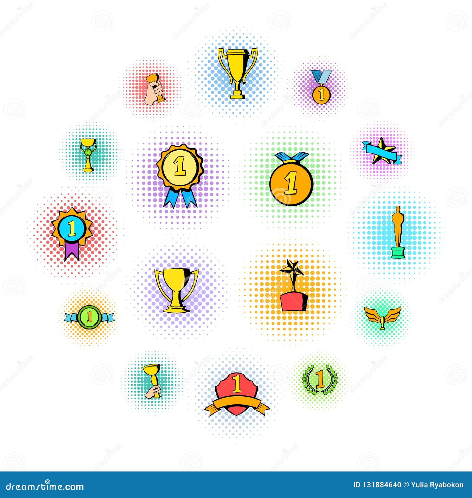 Award Icons Set, Comics Style Stock Vector - Illustration of seal ...