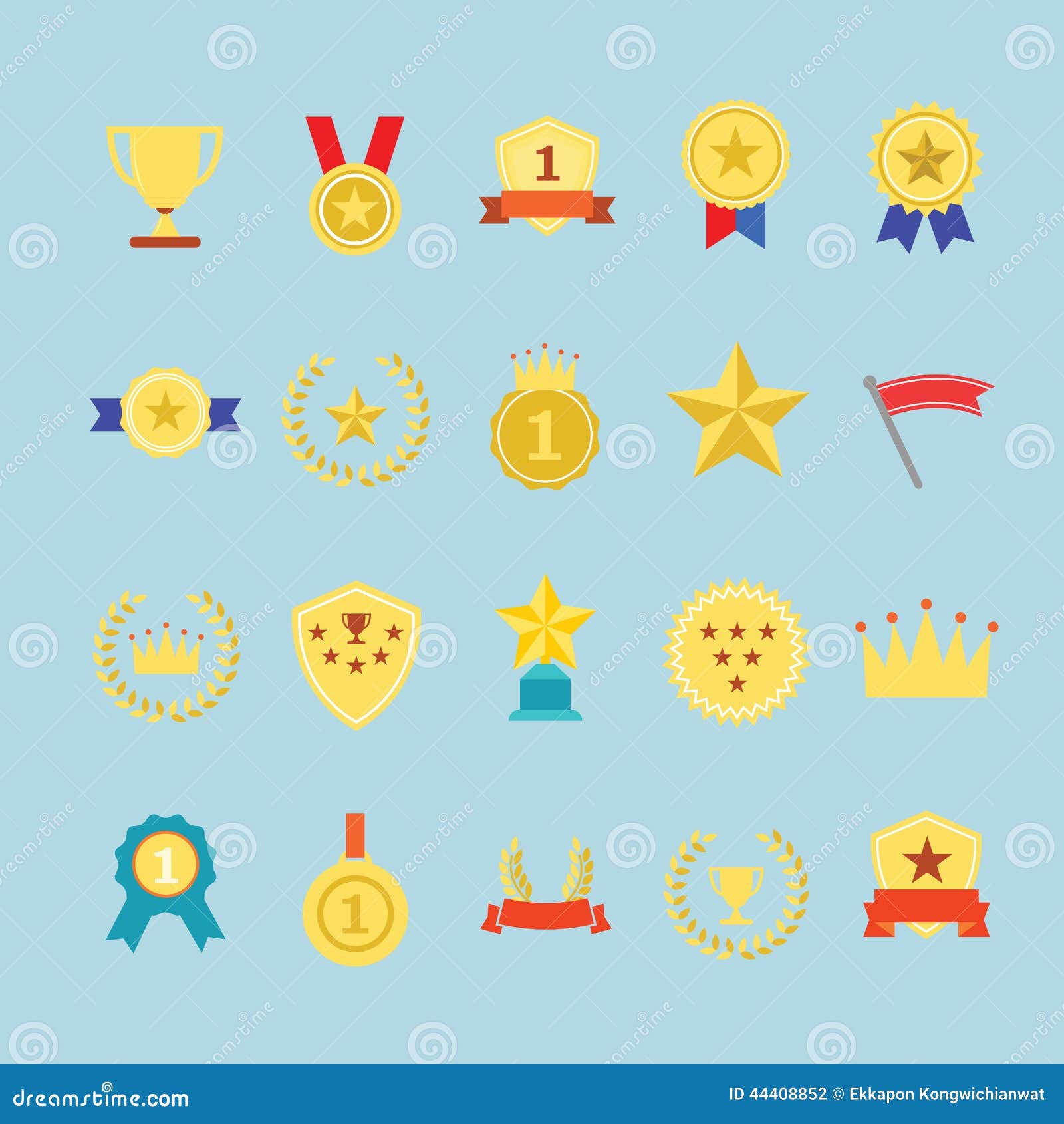 Award icons set. stock vector. Illustration of computer - 44408852