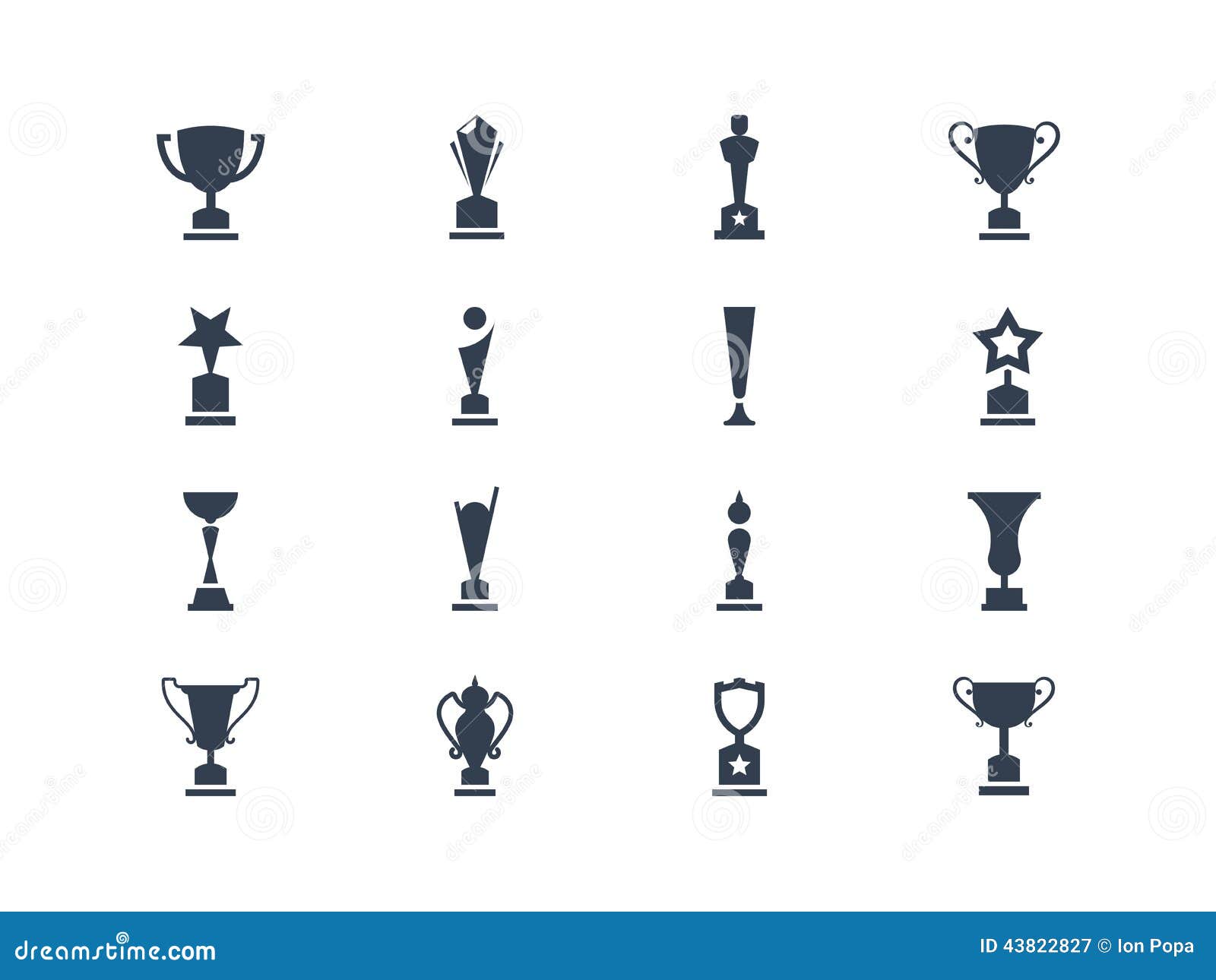 Set Of Trophy Award Icons Isolated On White Background. Golden, Silver ...