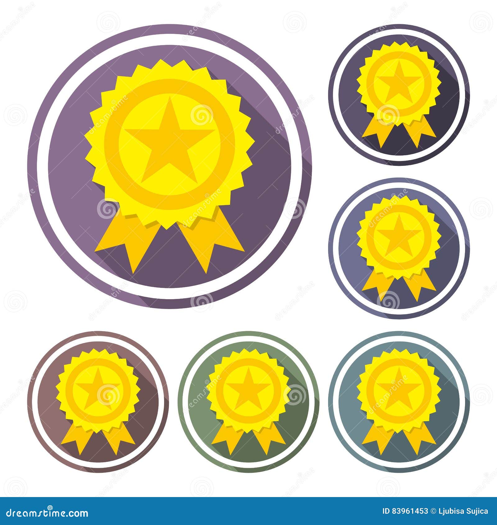 Award Icons Set with Long Shadow Stock Vector - Illustration of place ...