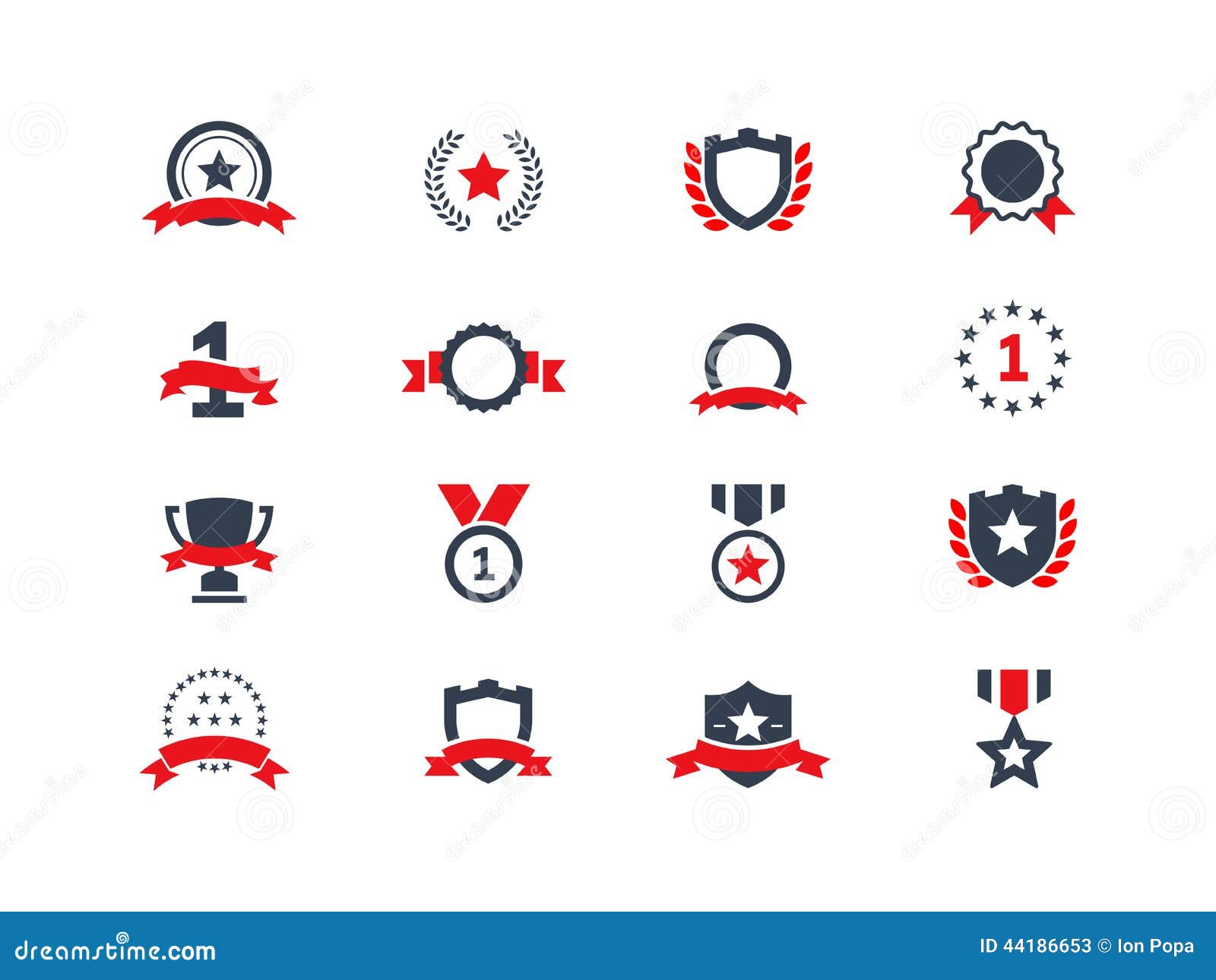 Award icons set stock vector. Illustration of honor, award - 44186653