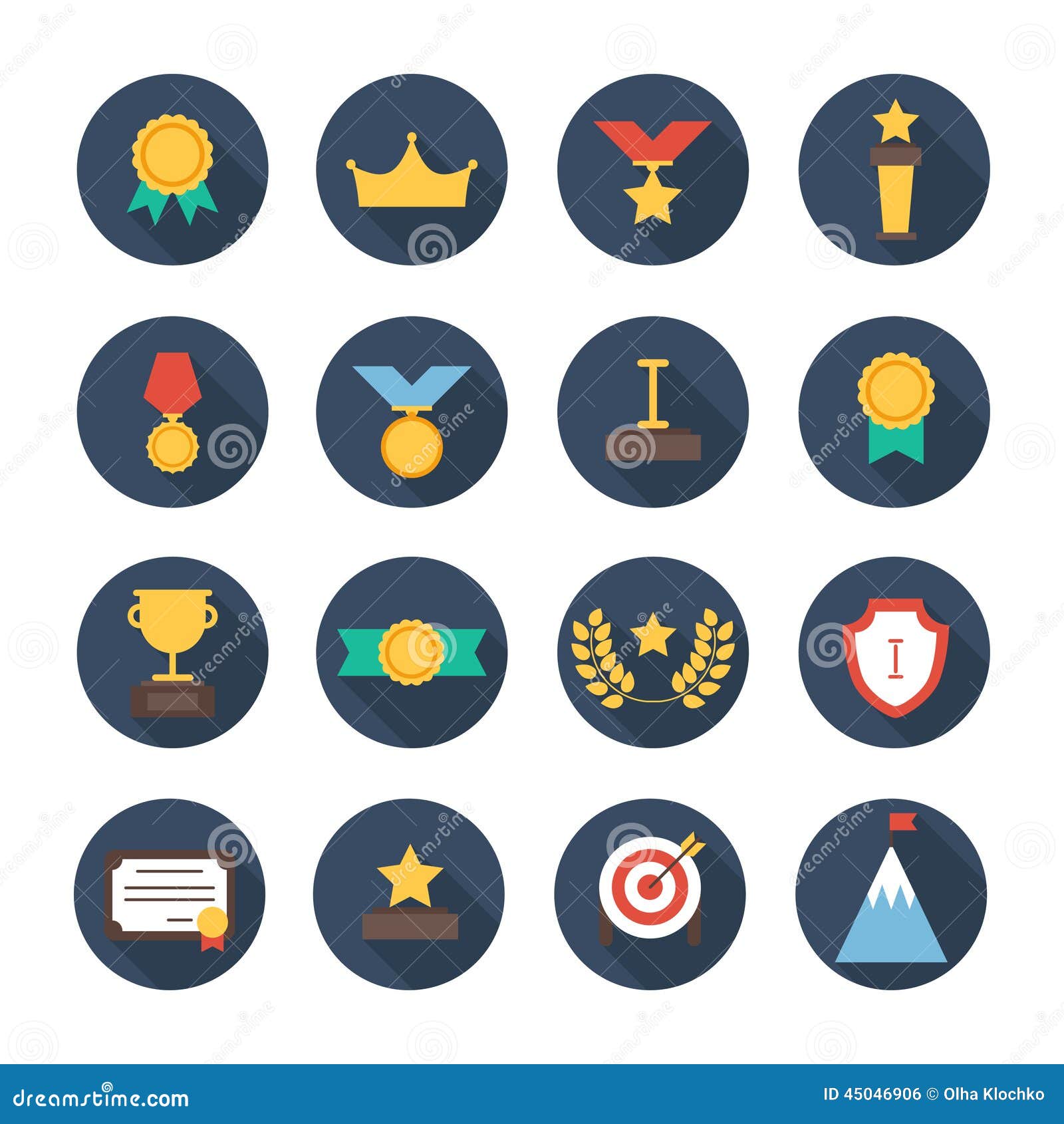 Award Icons. Vector Colorful Set of Prizes and Stock Vector ...