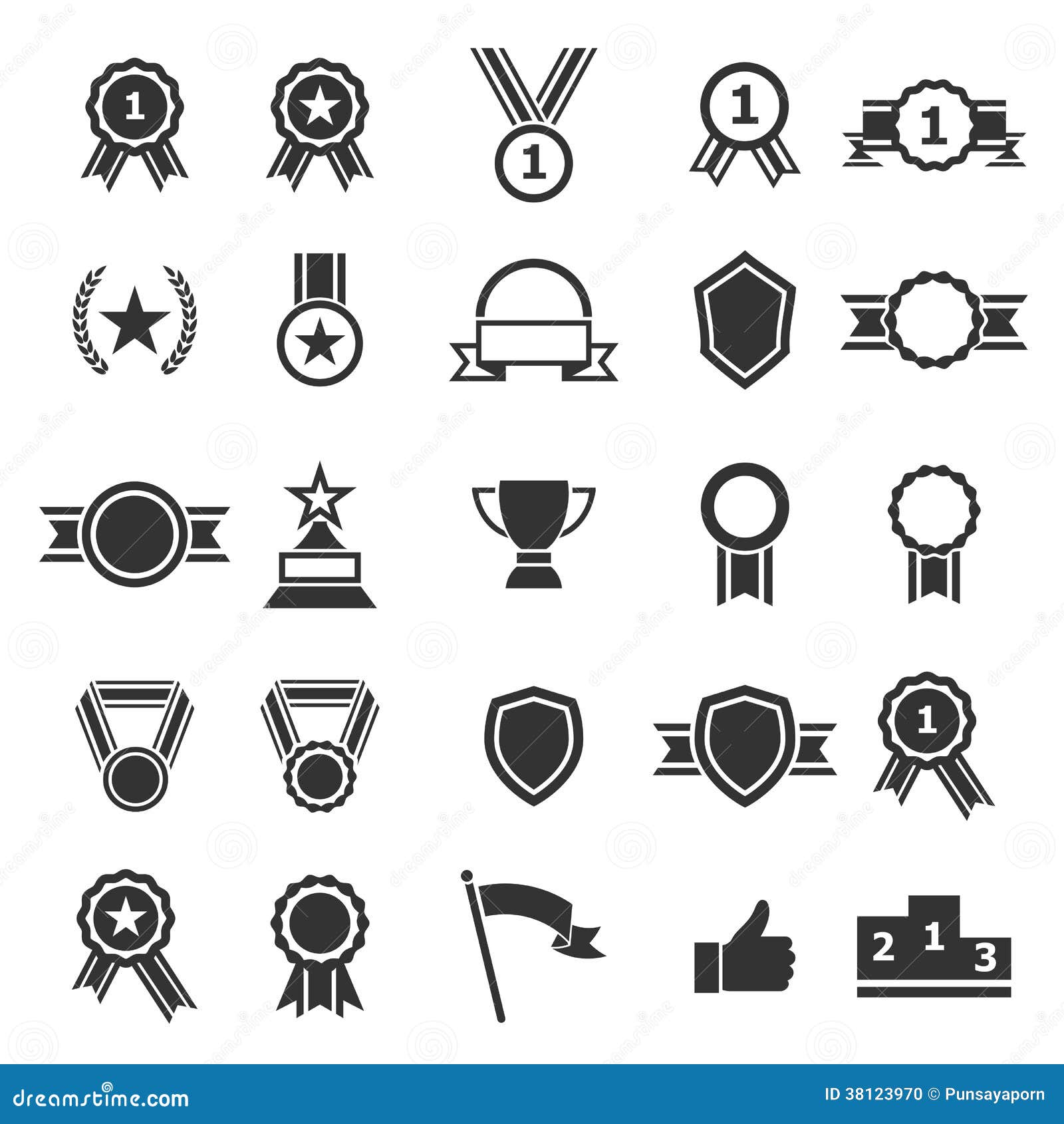 Award Icons On White Background Stock Vector - Image: 38123970