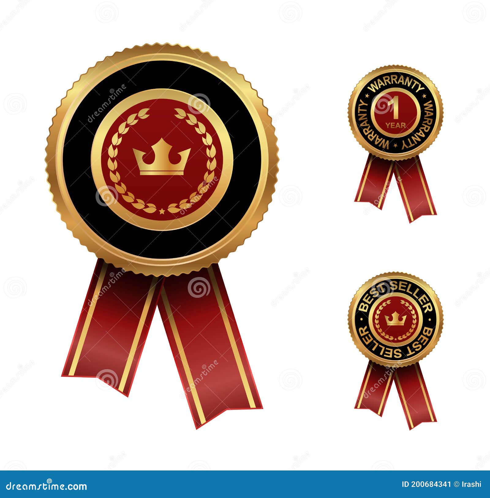 Award label with crown stock vector. Illustration of sign - 200684341