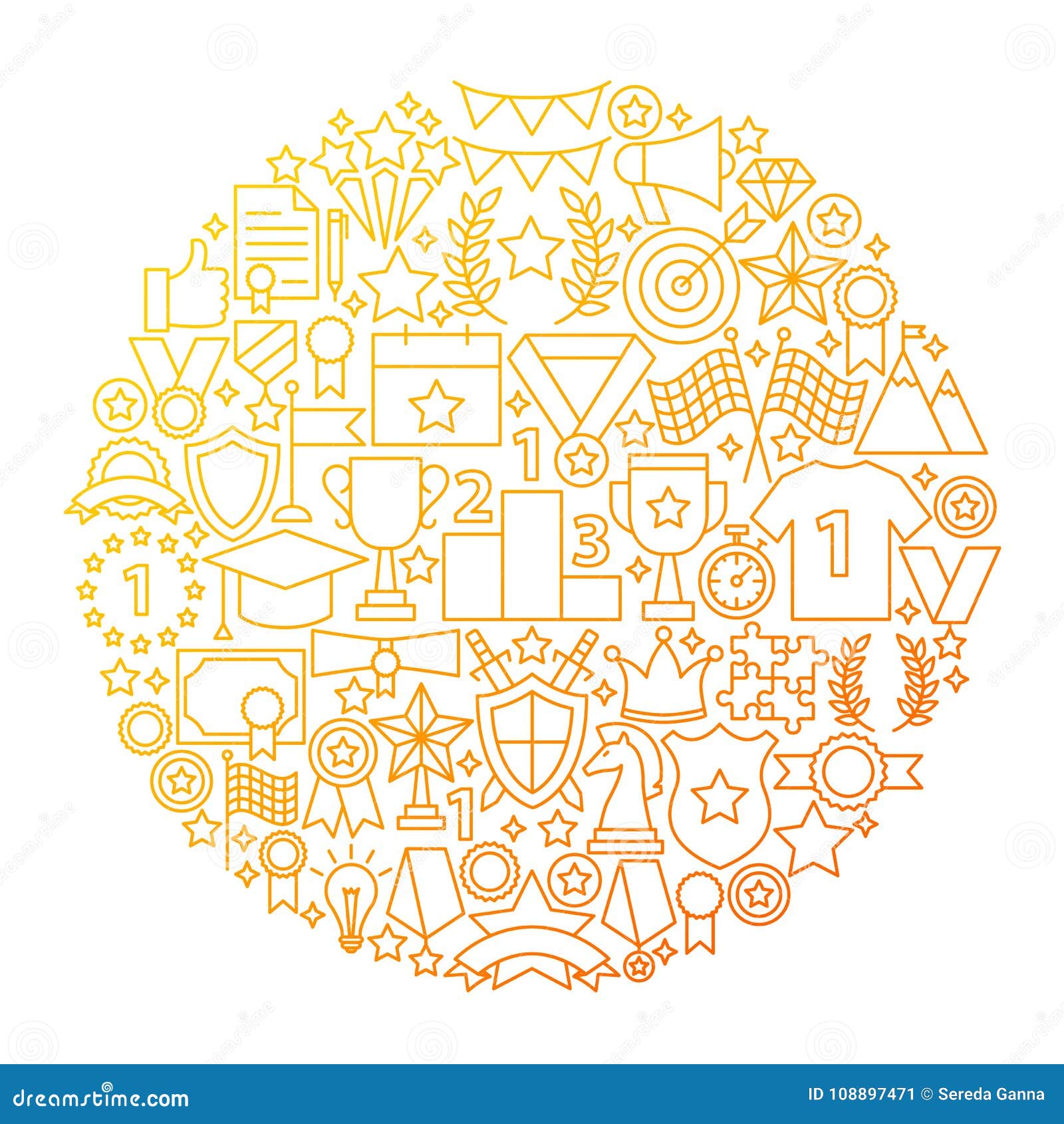 Award Line Icon Circle Design Stock Vector - Illustration of calendar ...