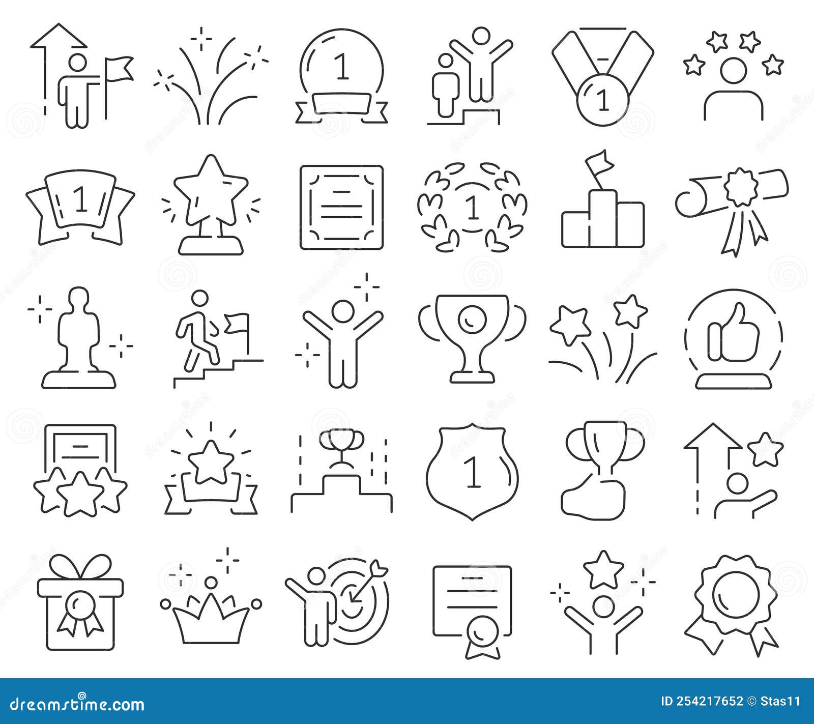 Award Line Icons Collection. Thin Outline Icons Pack Stock Vector ...