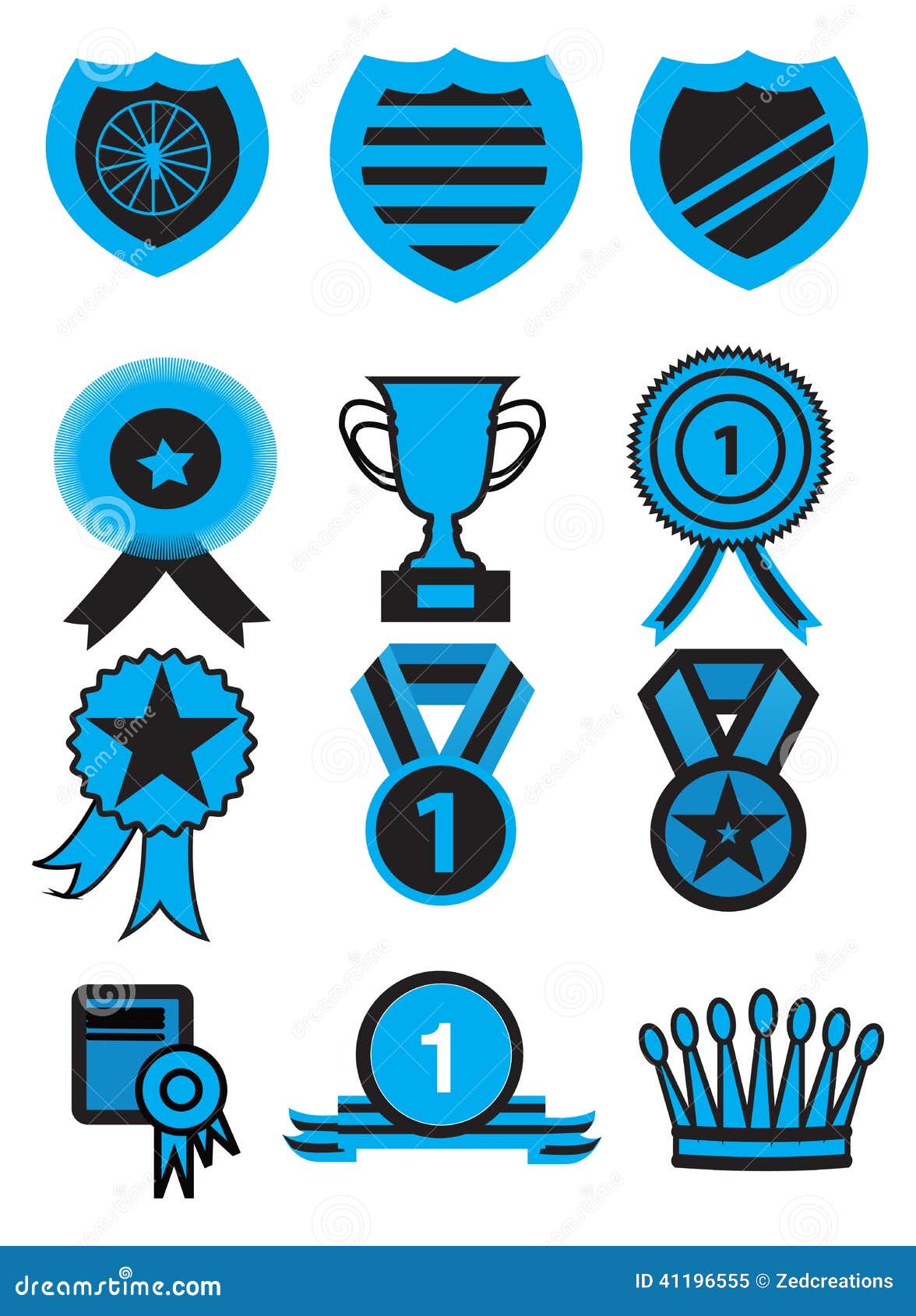 Award Medal Icon Set stock vector. Illustration of number - 41196555