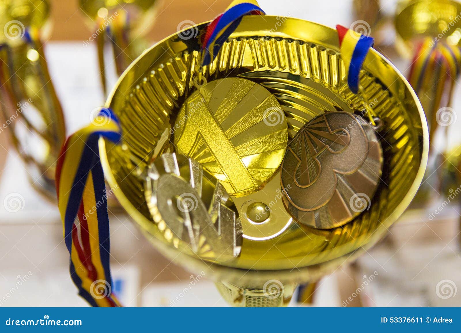 Podium Awarding Medals in an Awarding Cup Stock Image - Image of ...
