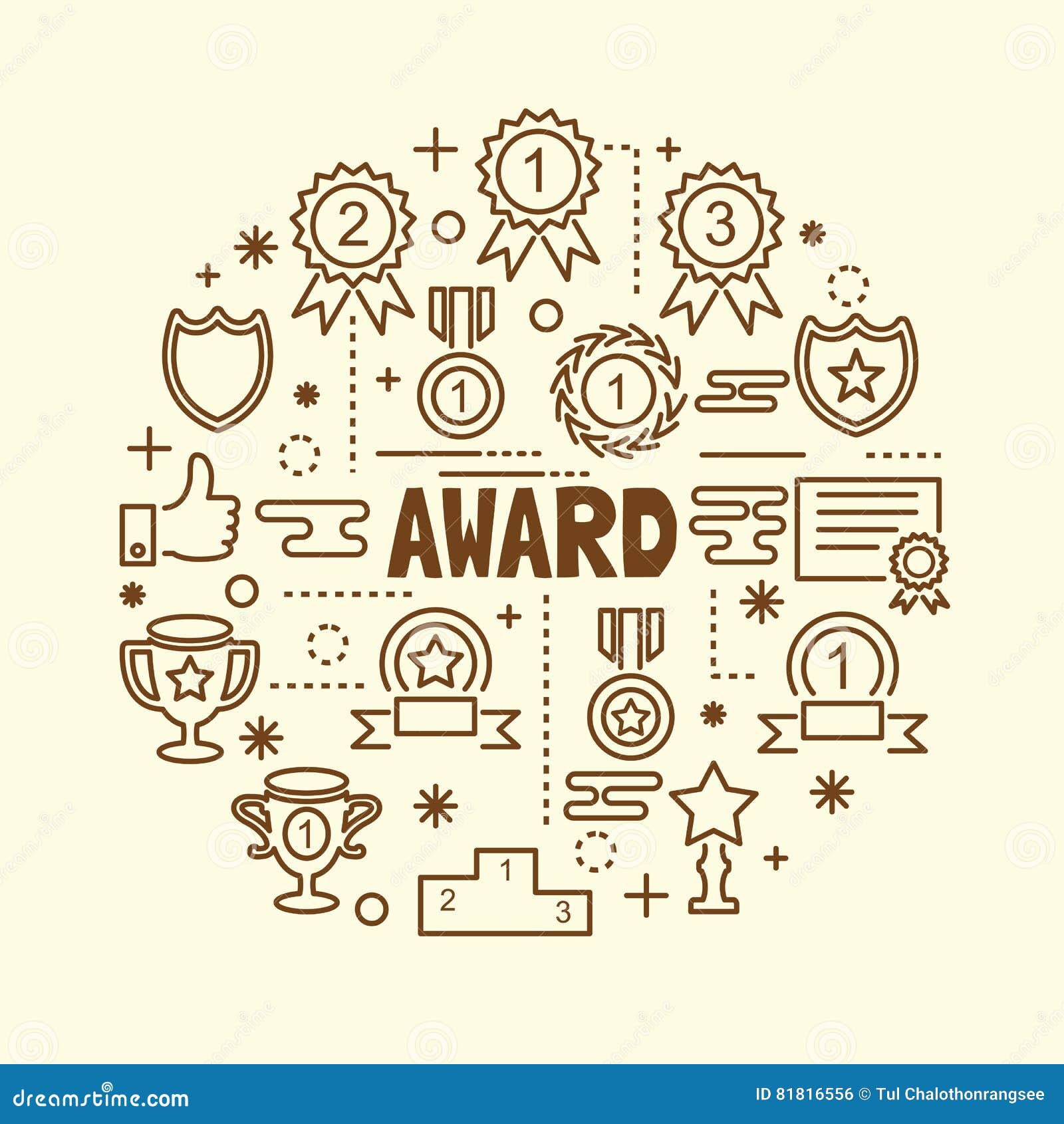 Award Minimal Thin Line Icons Set Stock Vector - Illustration of ...