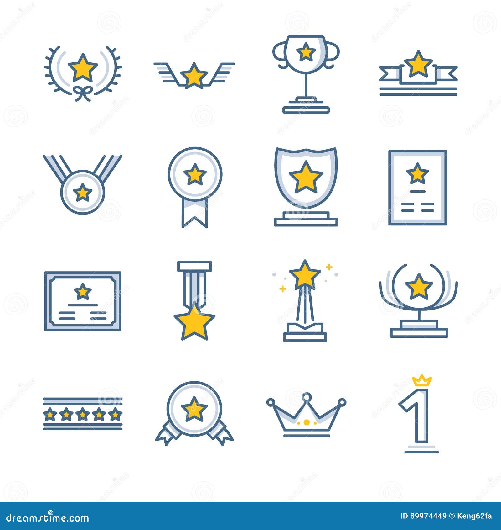 Award and prize icons set stock vector. Illustration of prize - 89974449