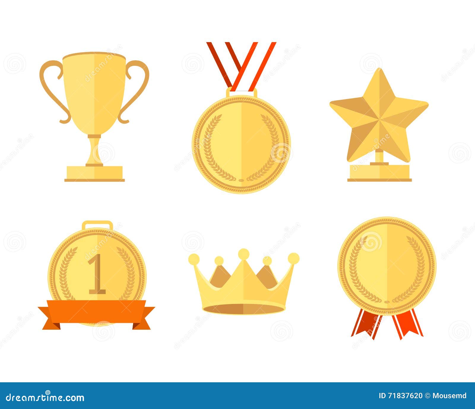 Award Set Flat Style. Vector Stock Vector - Illustration of golden ...