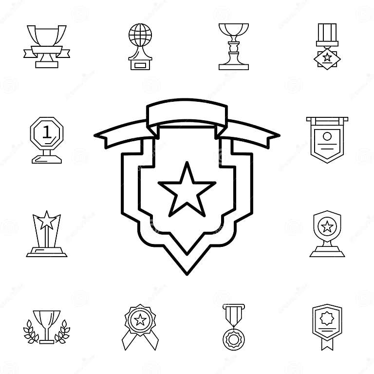 Award, Shield, Star Flat Vector Icon in Awards Pack Stock Illustration ...