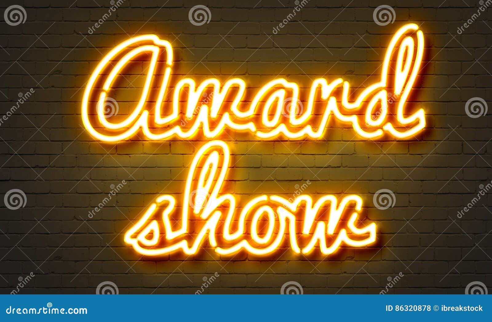 Award Show Neon Sign On Brick Wall Background. Stock Photo - Image of ...