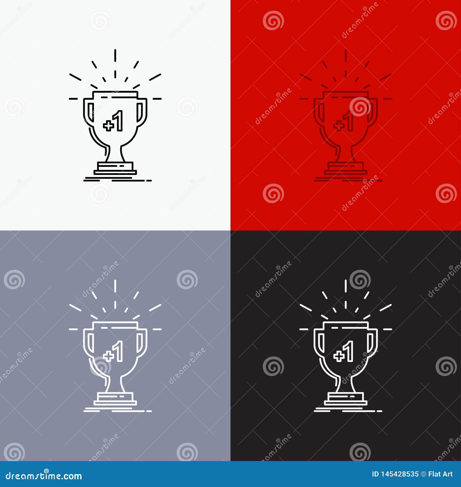 Award, Trophy, Win, Prize, First Icon Over Various Background. Line ...