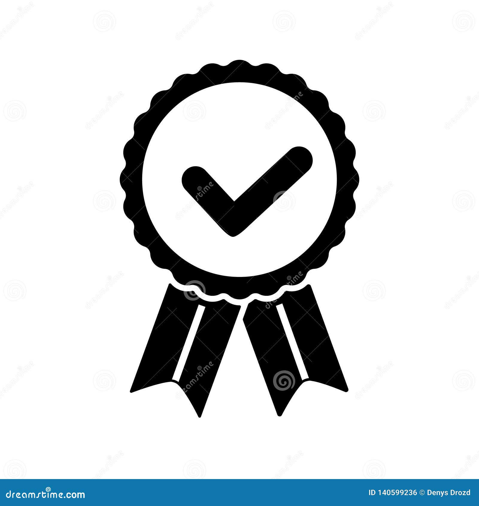 Award Vector Icon, Badge with Ribbons Icon, Approval Illustration Stock ...