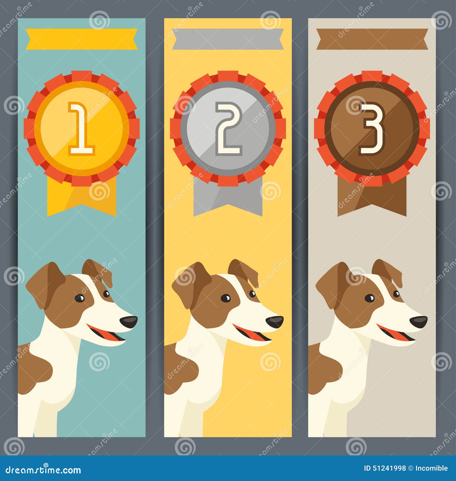 Award Vertical Banners with Dog Winning Medal Stock Vector ...