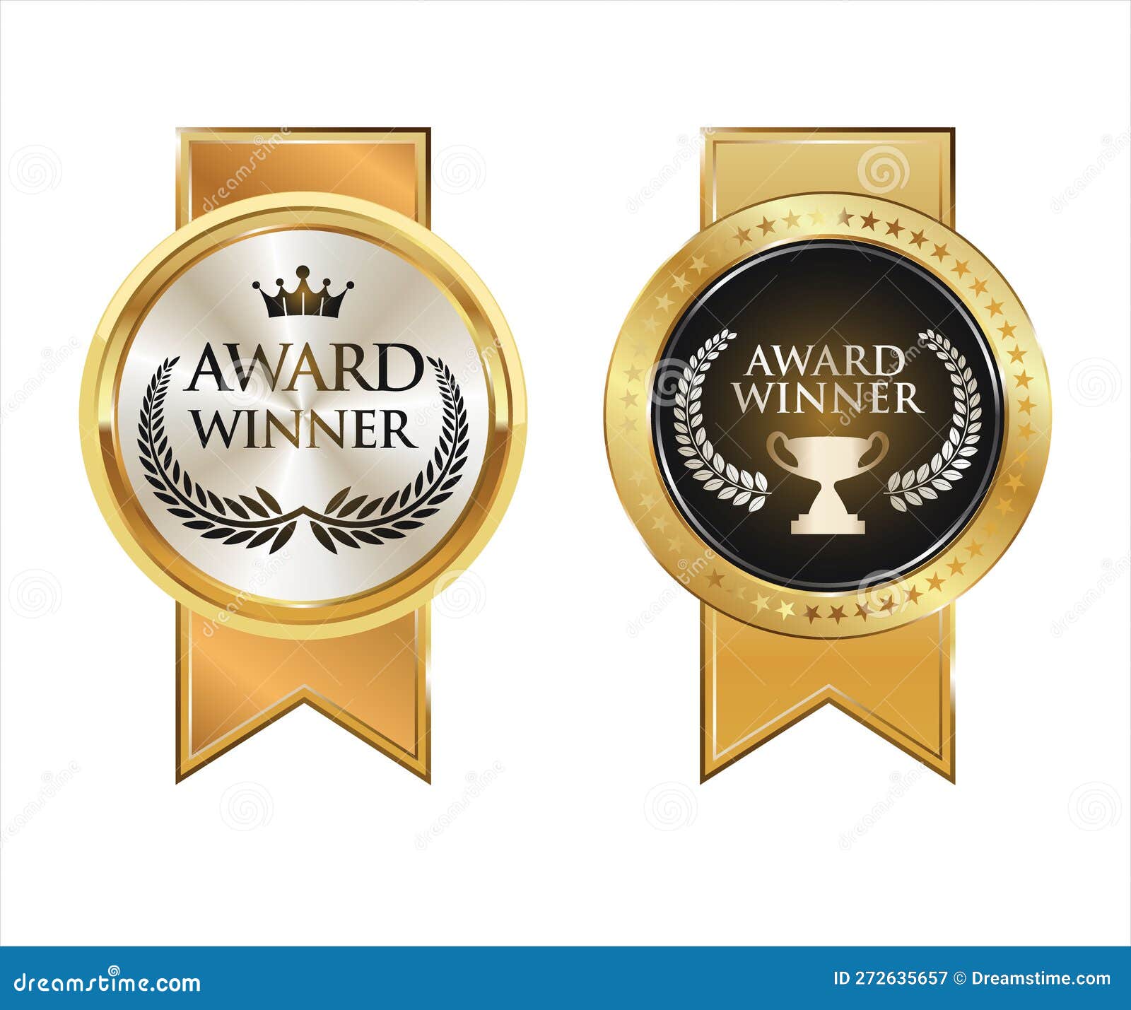 Award Winner Emblem Collection of Silver and Gold Laurel Wreath Stock ...