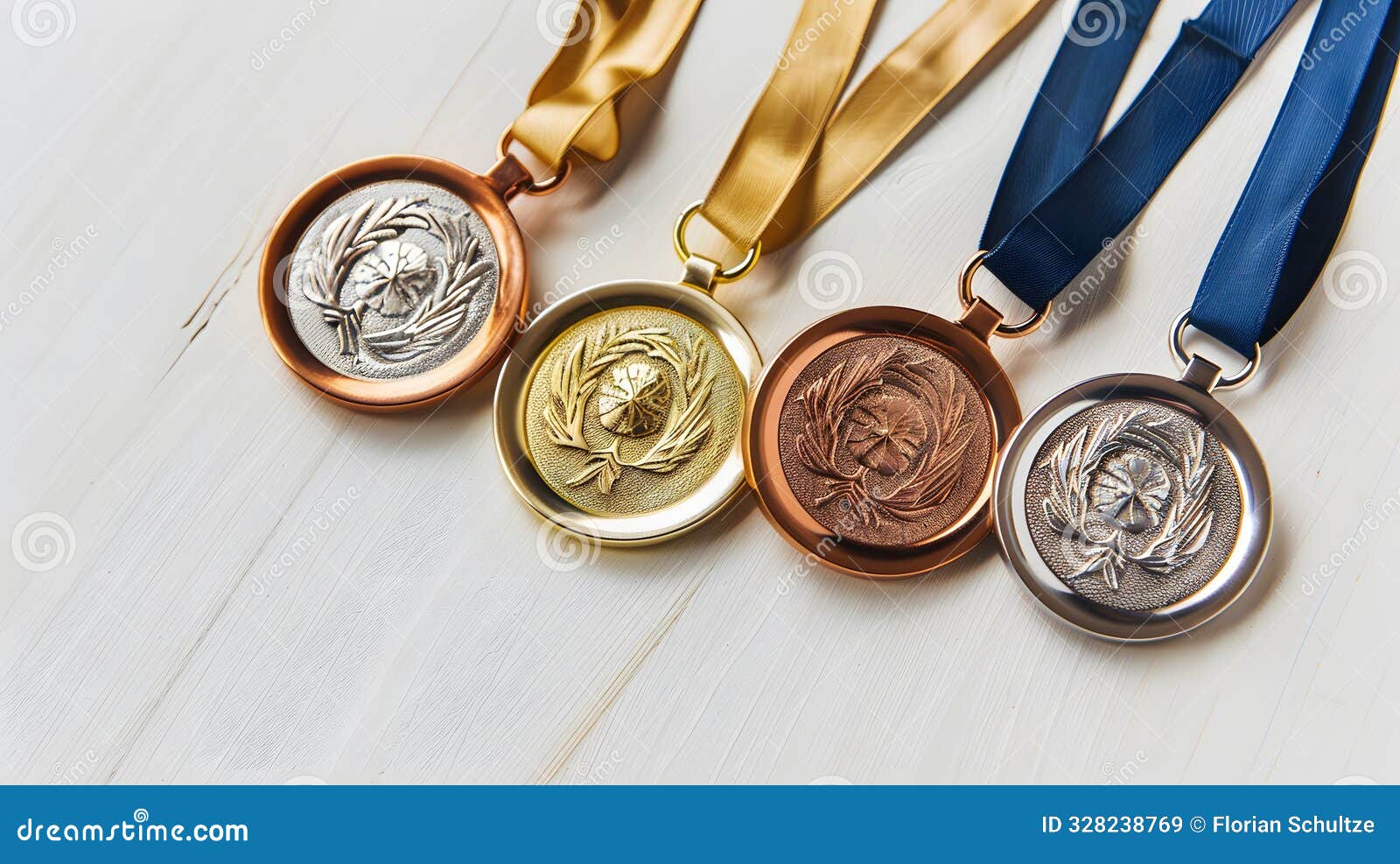 Award Winners Medals Gold Silver and Bronze on a White Background Stock ...