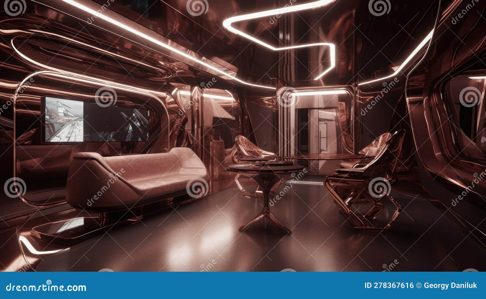 An Award-Winning Bionic Interior with Shiny Bronze and Maroon Walls in ...