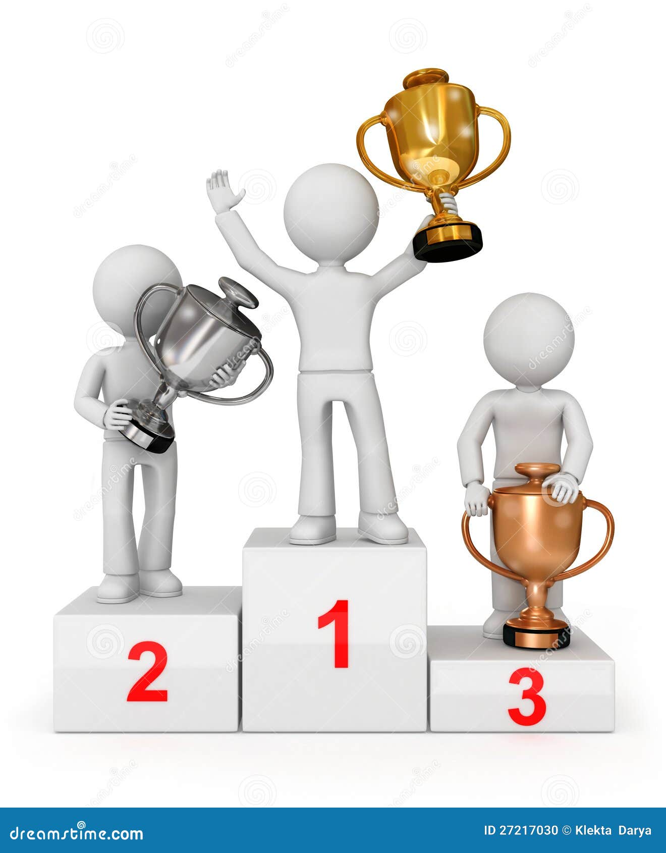 Awarded with Cups Winning Trio on the Podium. Stock Illustration ...