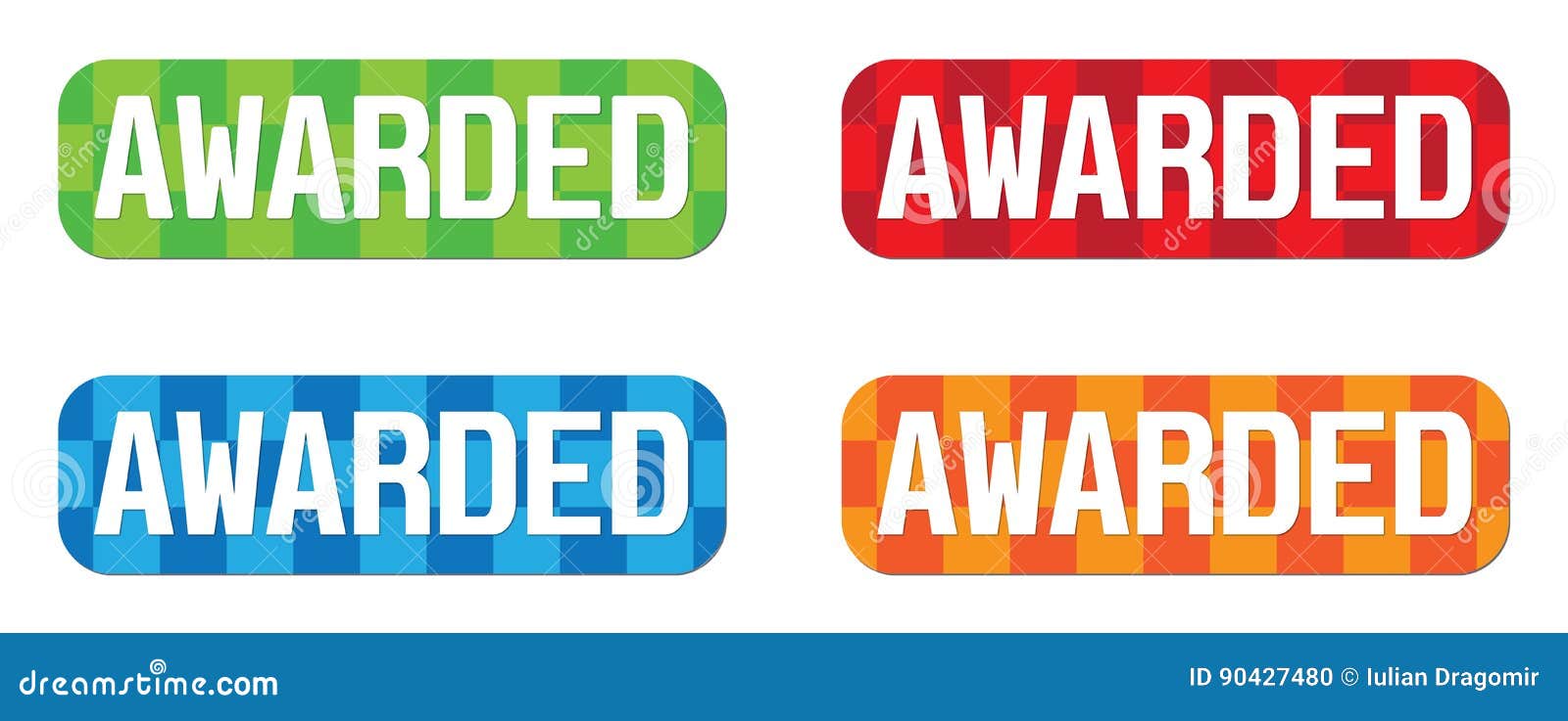 AWARDED Text, on Rectangle, Zig Zag Pattern Stamp Sign. Stock ...