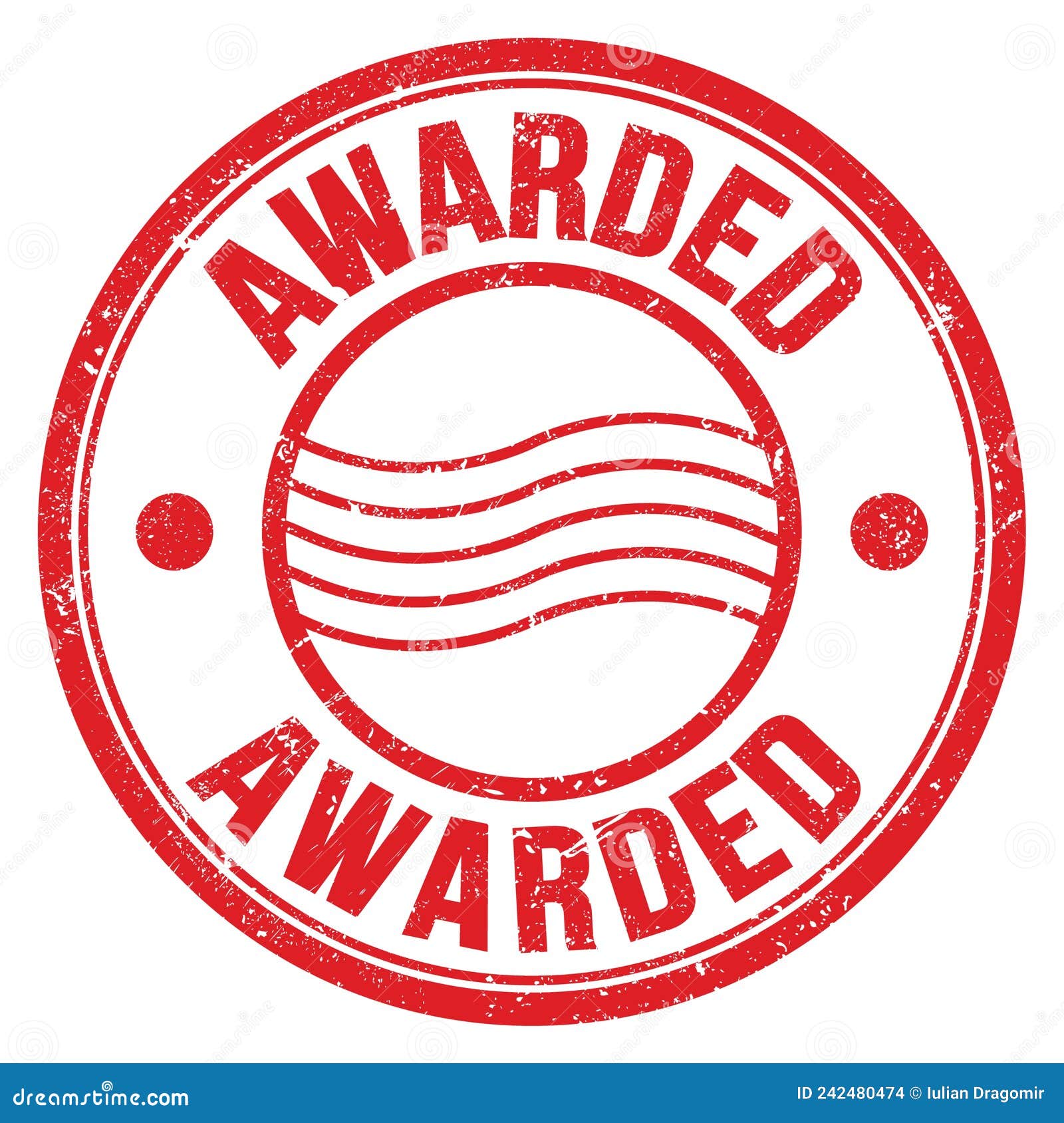 AWARDED Text Written on Red Round Postal Stamp Sign Stock Illustration ...