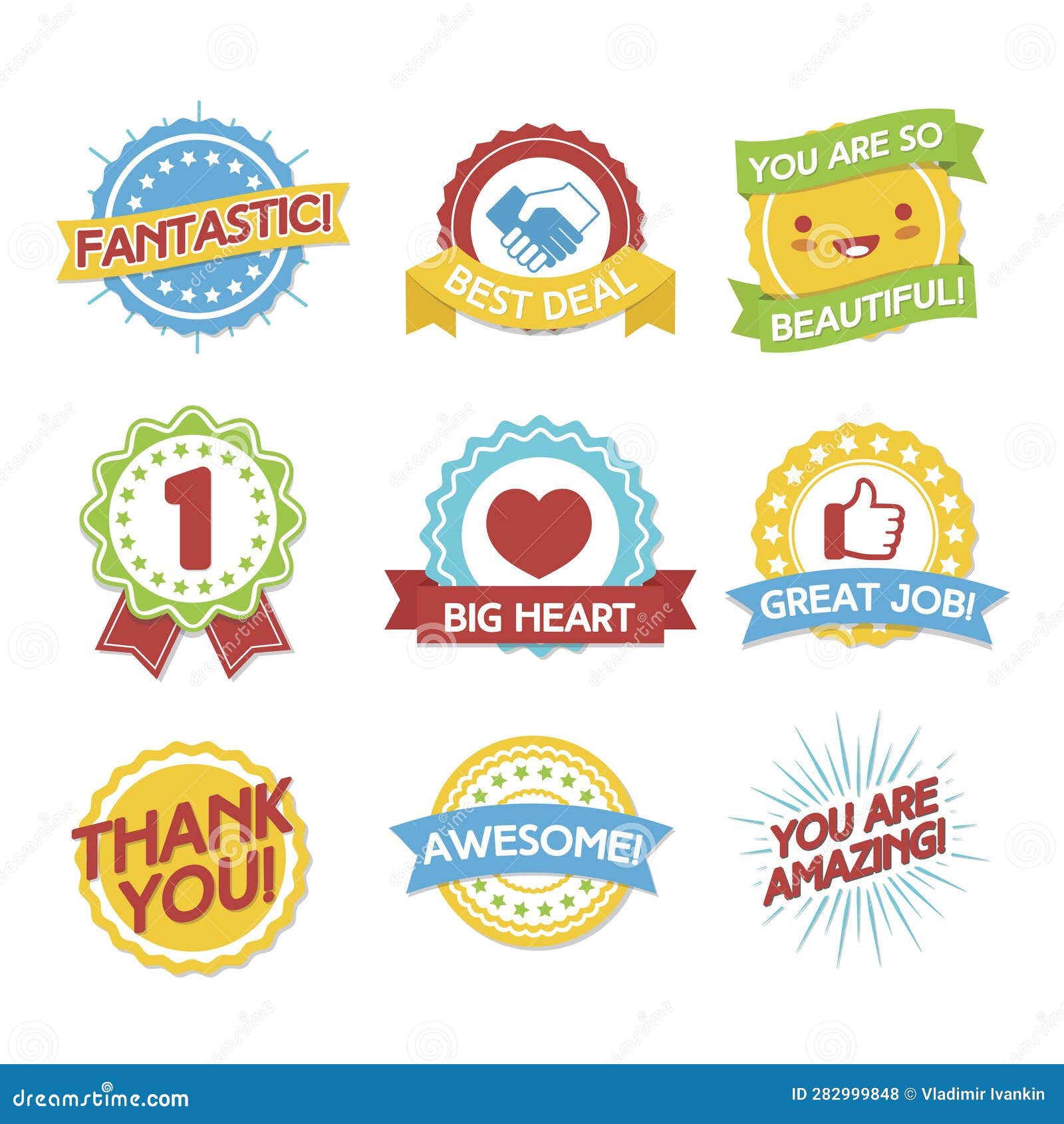 Awards and Compliments Label Set. Flat Style Design Illustration Icon ...